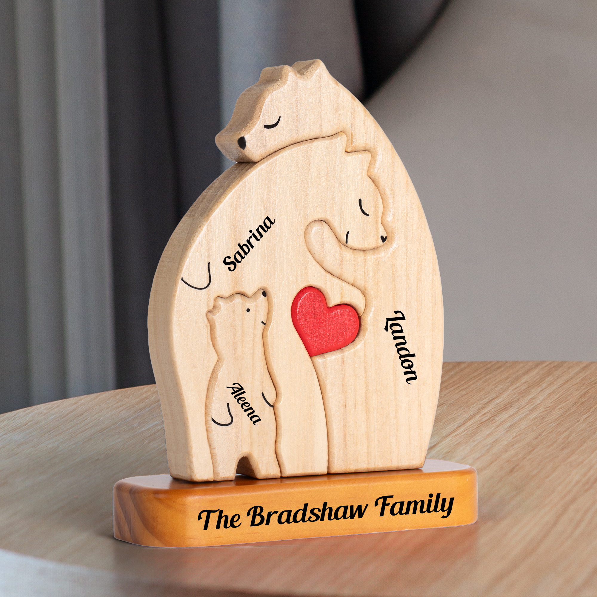Personalized Wooden Bears Colors Family With Family Name Couple Wooden ...
