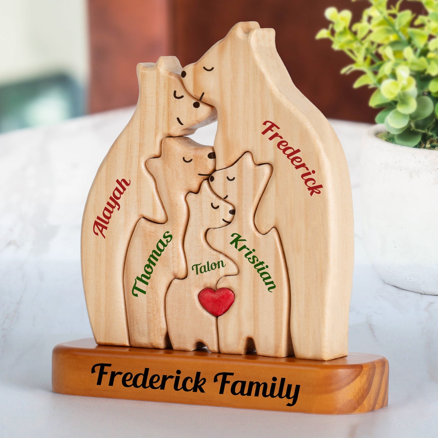 Colorful Name Wooden Bears Family, Bear Shaped Wood Puzzle with Custom ...